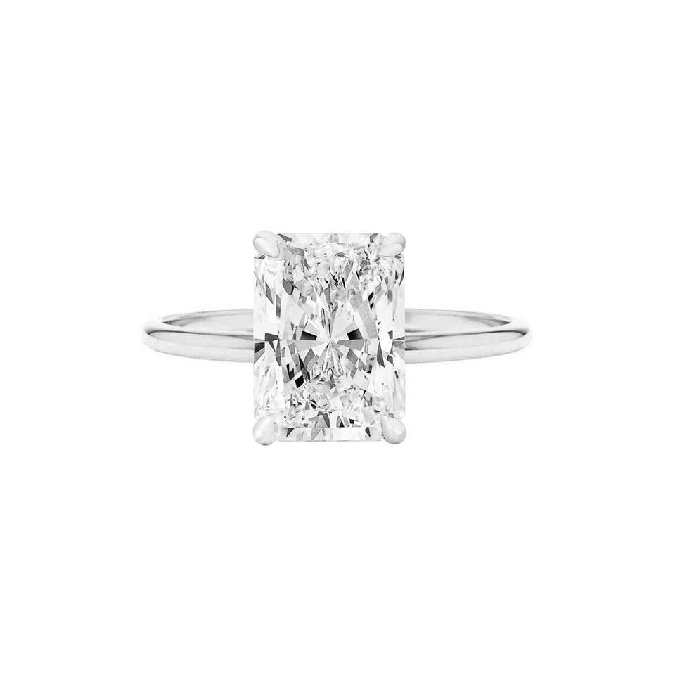 4 Carat Lab Grown Radiant Cut Solitaire Diamond Engagement Ring in 18K ...
