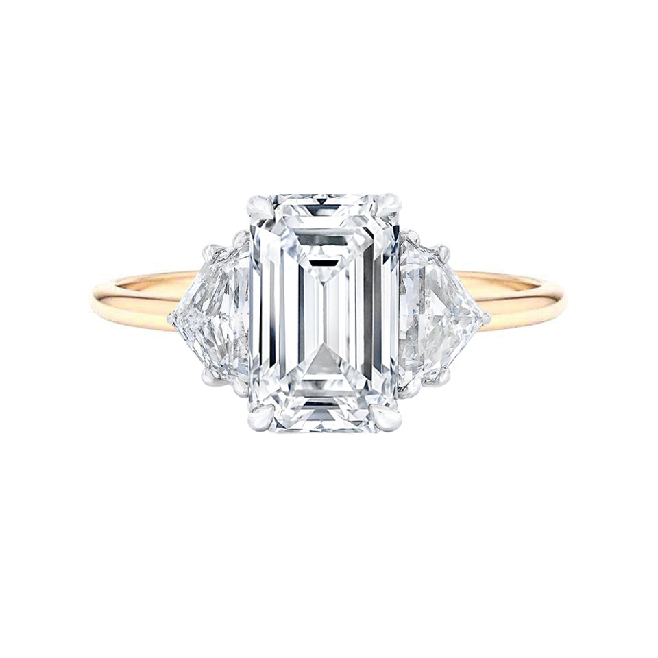 5 Carat Lab Grown Emerald Cut Diamond Engagement Ring With Cadillac Di ...