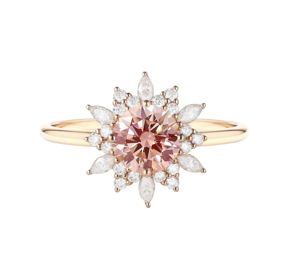Halo Lab Grown Pink Diamond Engagement Ring | GEMNOMADS