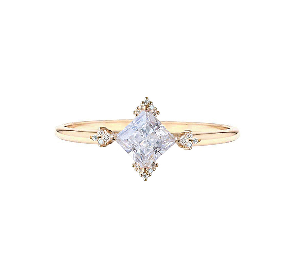Princess Cut Lab Grown Diamond Engagement Ring in 18K Gold – GEMNOMADS